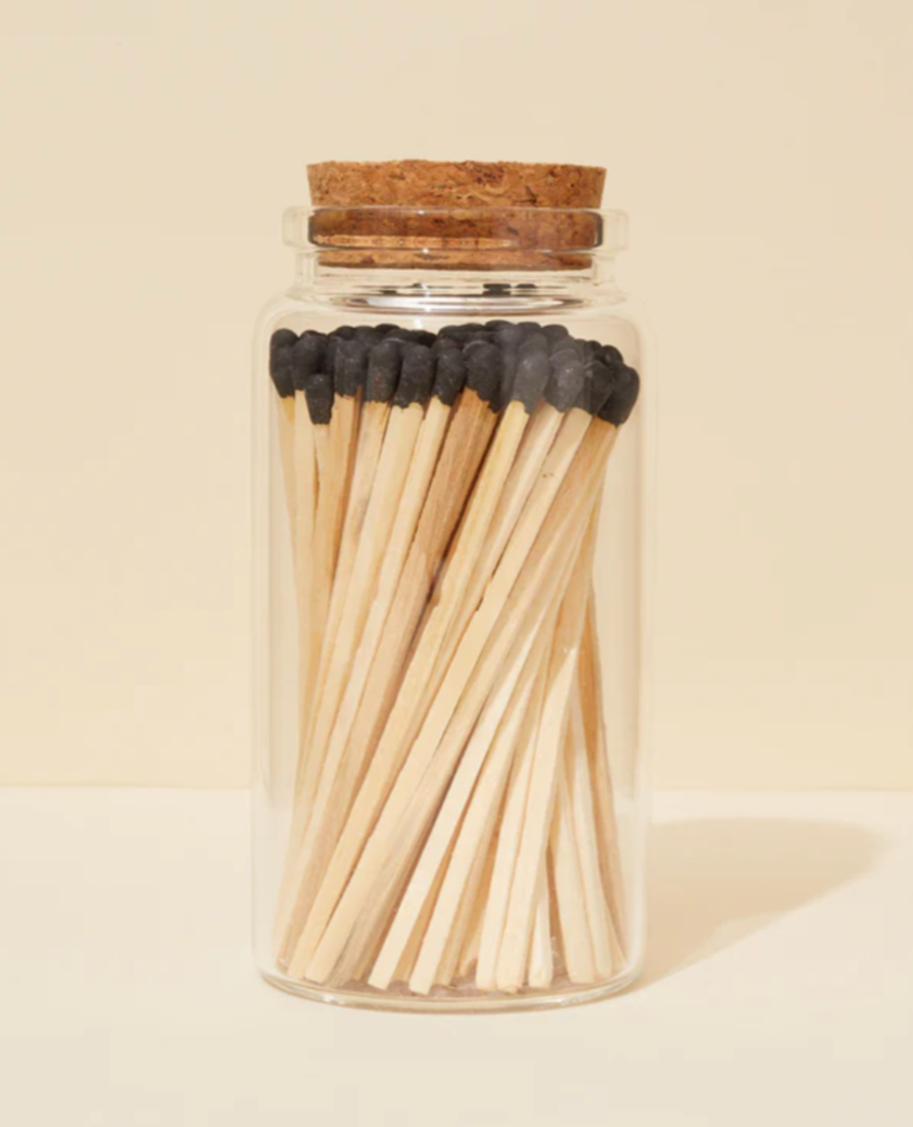 Elegance in Flames: Large Black Tip Wooden Matches - 4 Inch with Jar ...